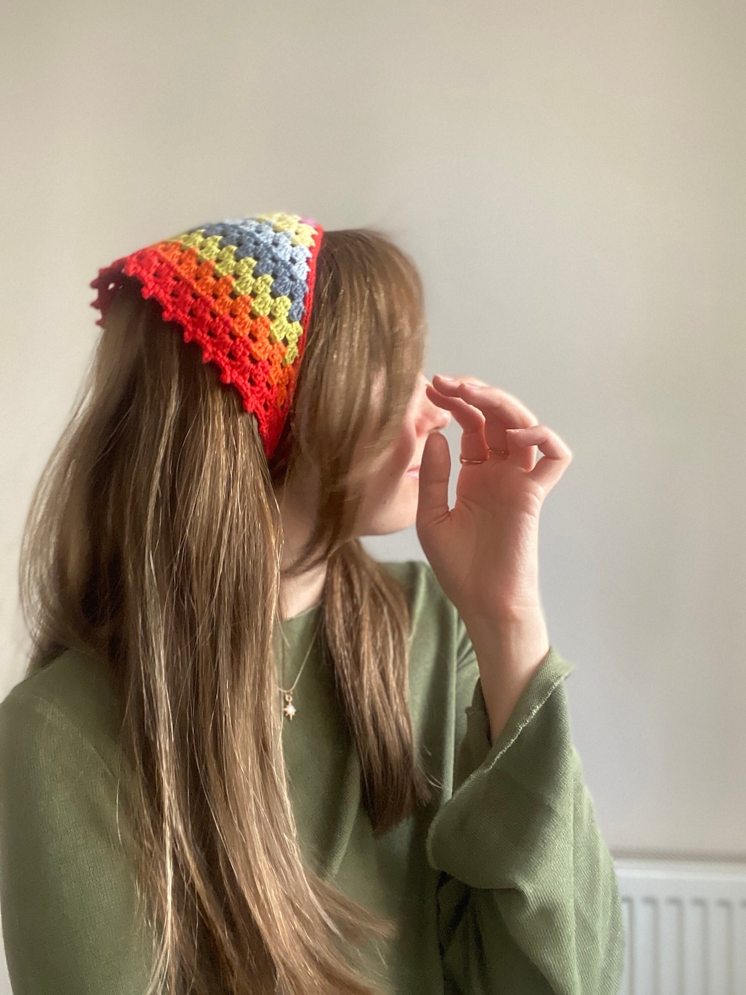 Crochet Pride Bandana, Rainbow Headband, Handknit Colorful Bandana ...