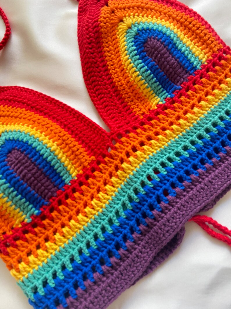 Crochet Rainbow Halter Top: Handmade Pride Festival Crop Top - Etsy