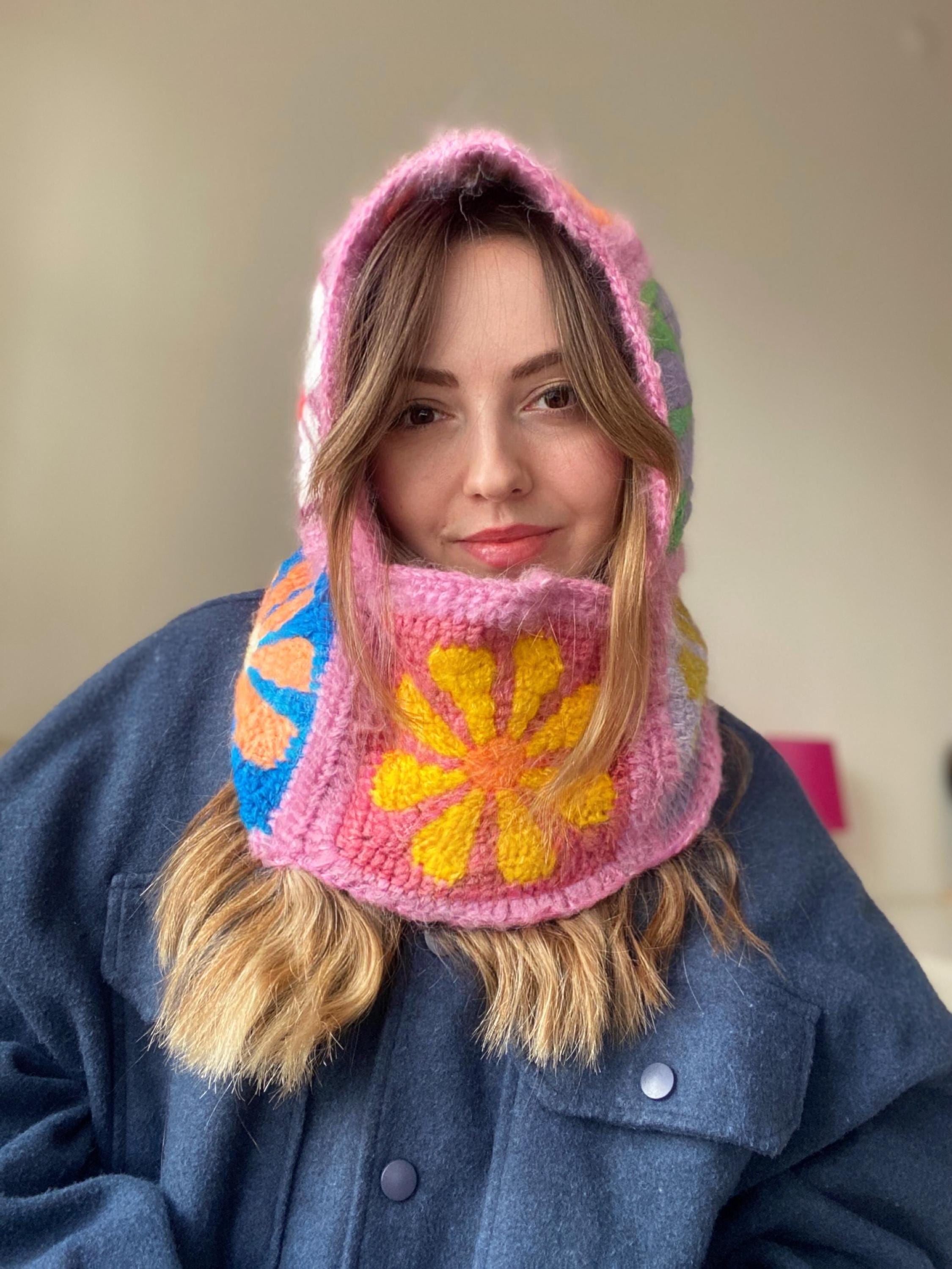 Crochet Balaclava, Colorful Floral Soft Balaclava, Daisy Balaclava ...