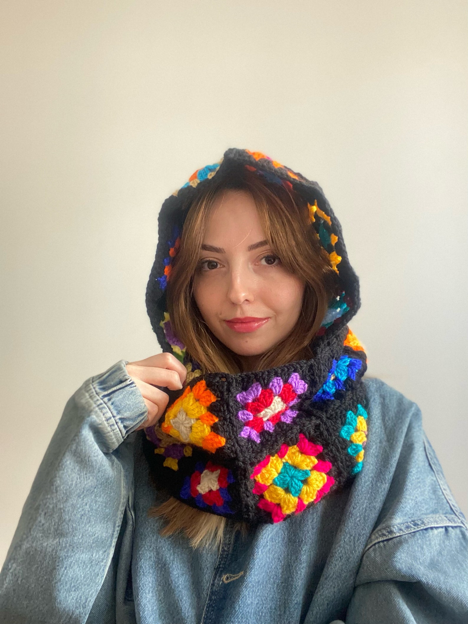 Crochet Balaclava, Colorful Oversize Balaclava, Granny Square Balaclava ...