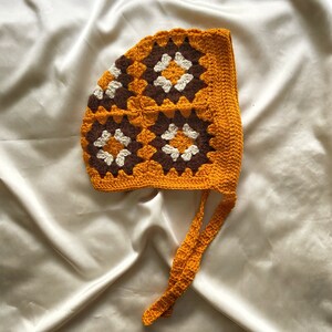 Crochet Bonnet, Granny Square Bonnet, Bohemian Bonnet Hat, Handmade ...