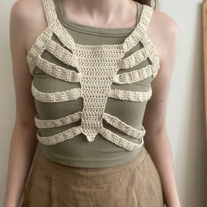 Crochet Skeleton Top, Skeleton Corset, Halloween Knit Top, Grunge ...