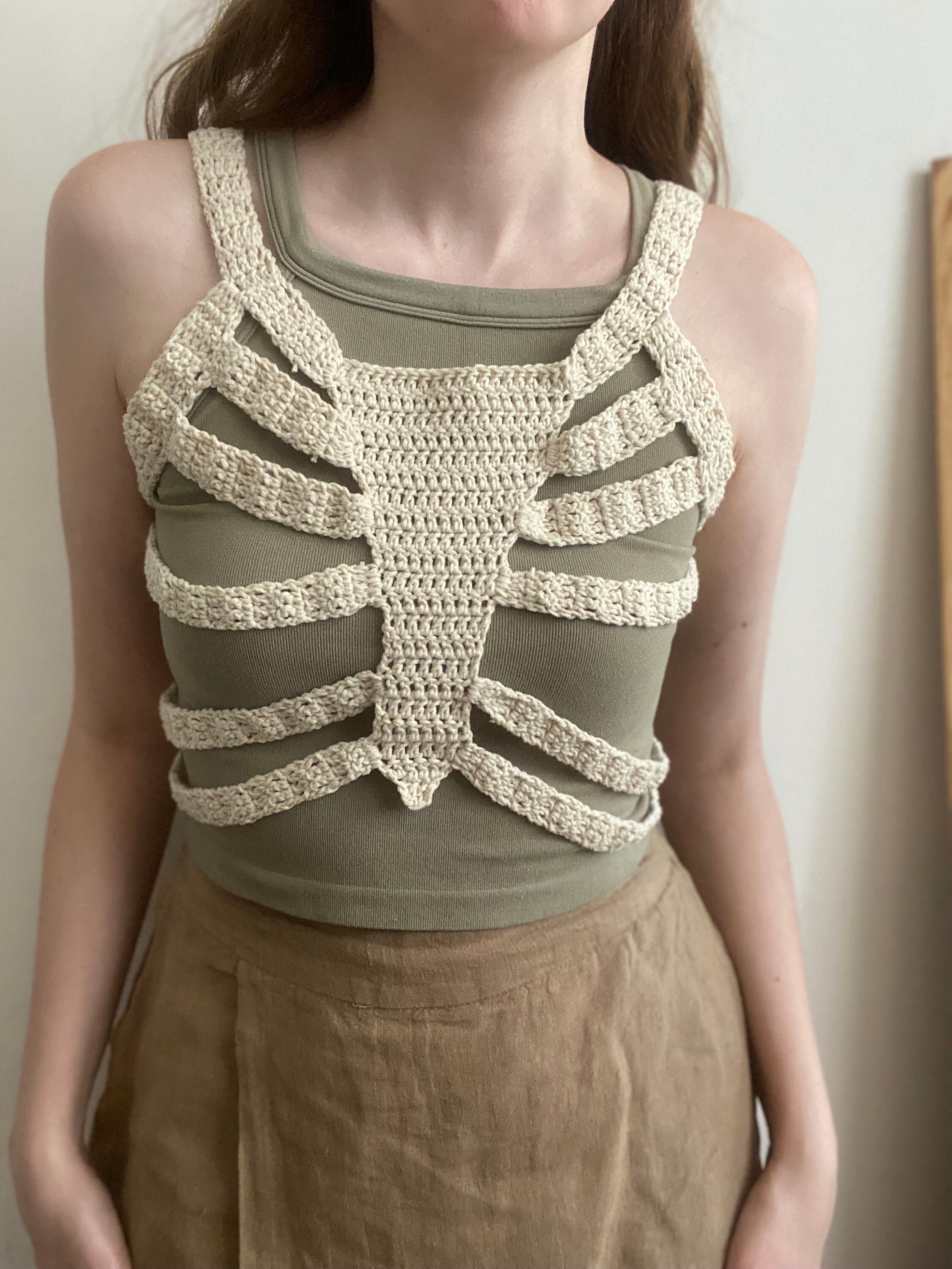 Crochet Skeleton Top, Skeleton Corset, Halloween Knit Top, Grunge ...