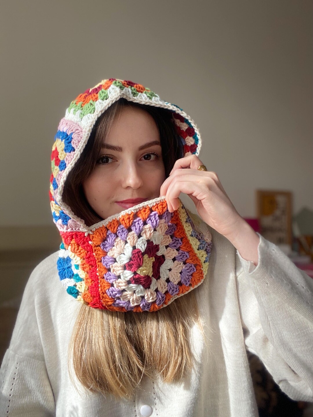Crochet Balaclava, Multicolor Granny Square Balaclava, Handknit ...
