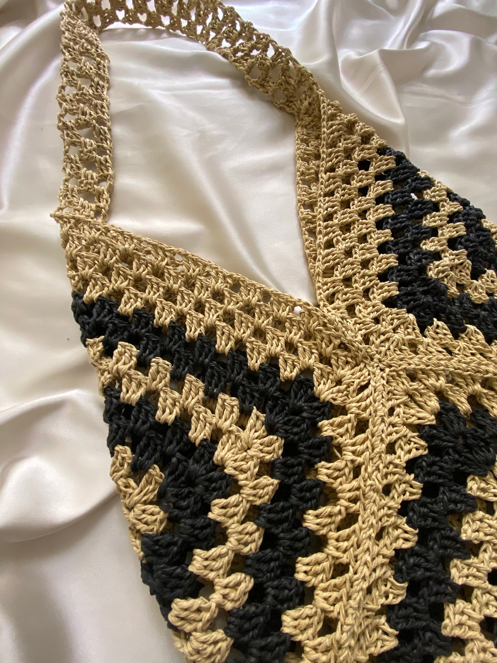 Crochet Bag, Handknit Paper Bag, Summer Straw Bag, Knit Tote Bag ...