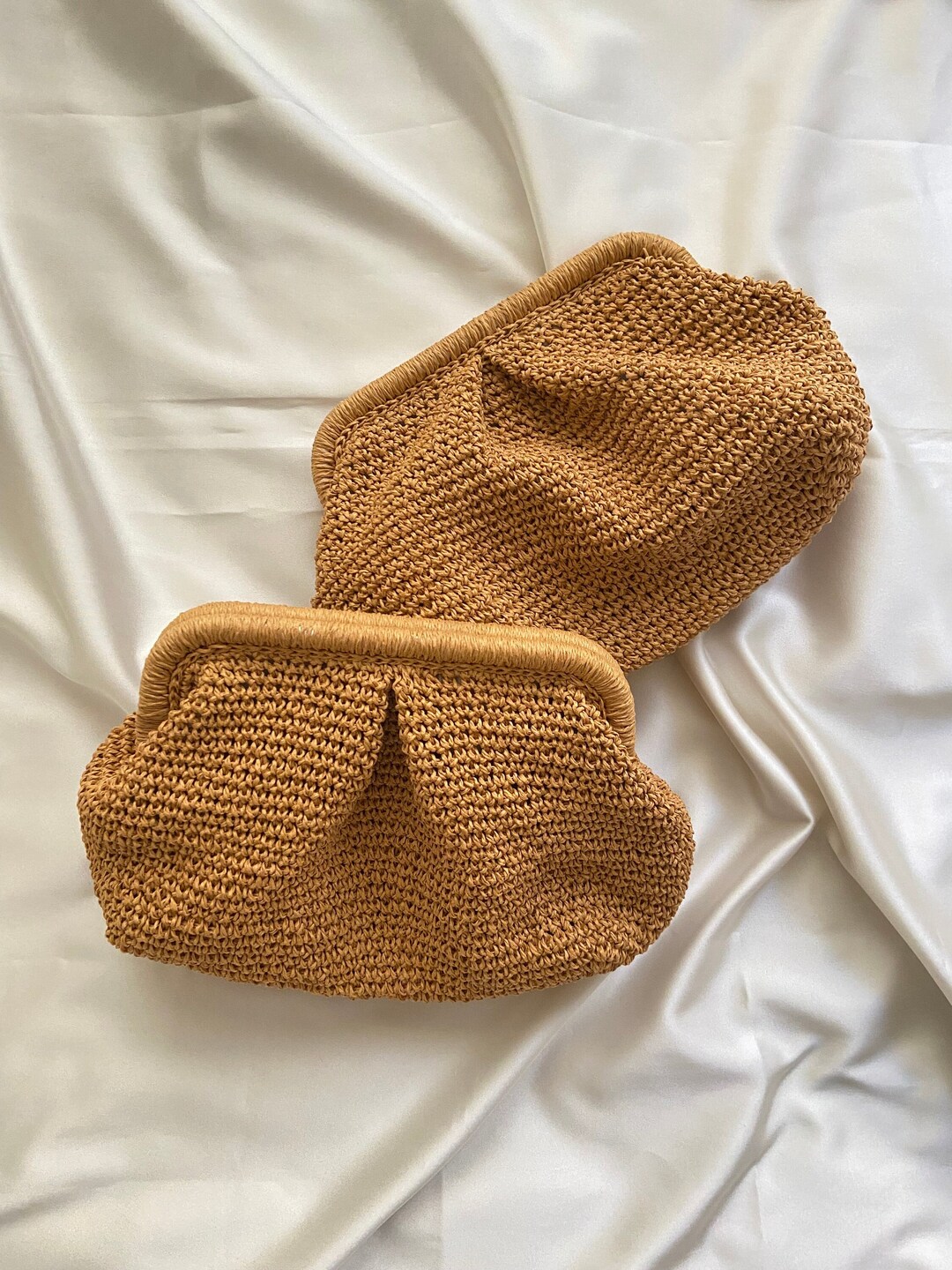 Straw Bag Clutch, Crochet Clutch Bag, Paper Bag Coach, Natural ...
