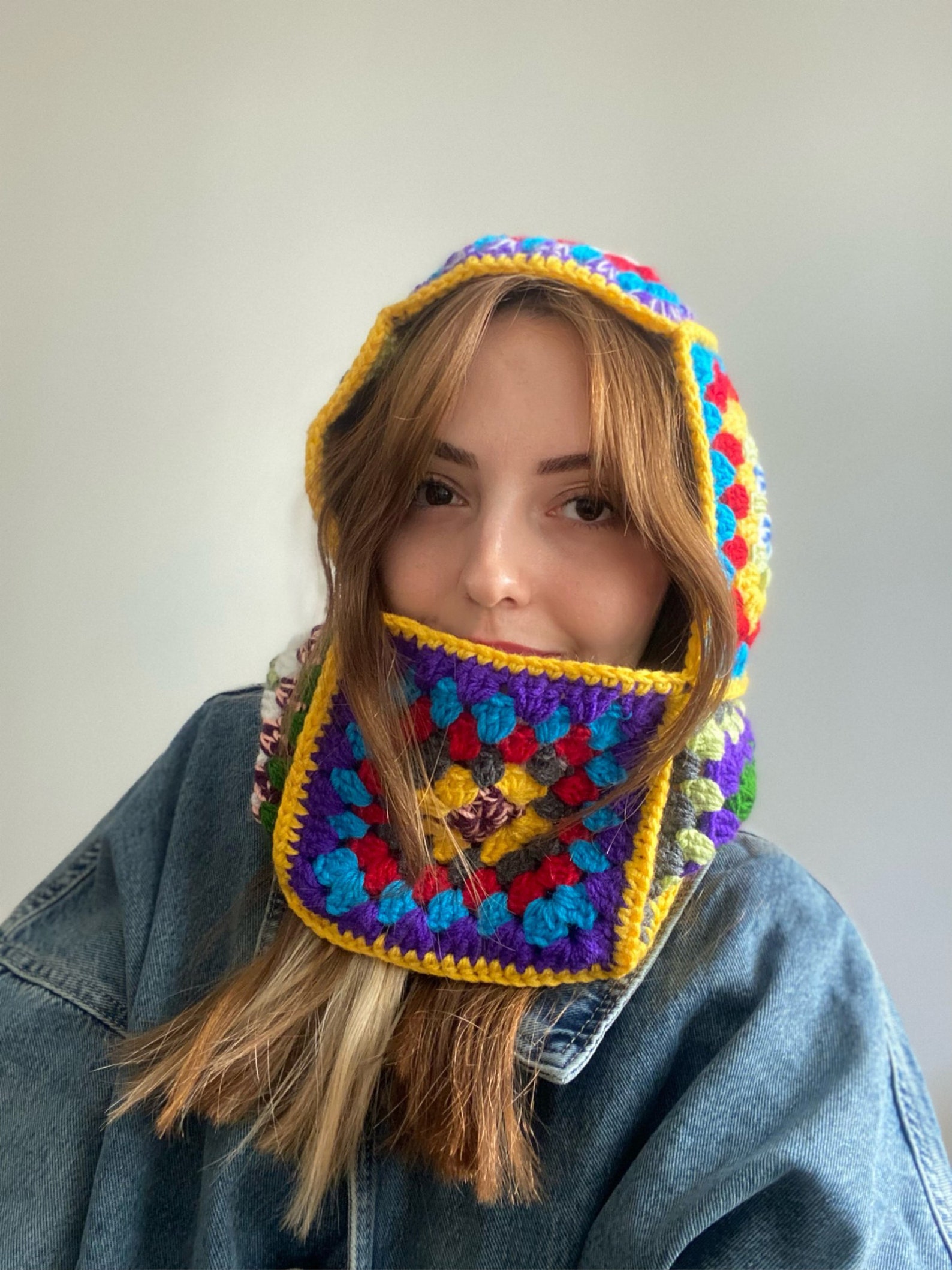 Crochet Colorful Balaclava, Granny Square Balaclava, Unisex Balaclava ...