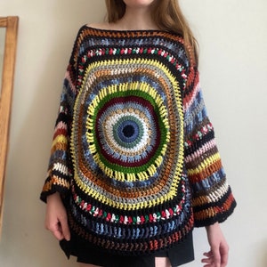 Crochet Sweater, Crochet Eye Sweater, Third Eye Sweater, Oversize ...