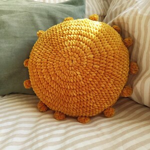 Sun Pillow, Crochet Pillow, Handmade Pillow, Plush Sun Decorative ...