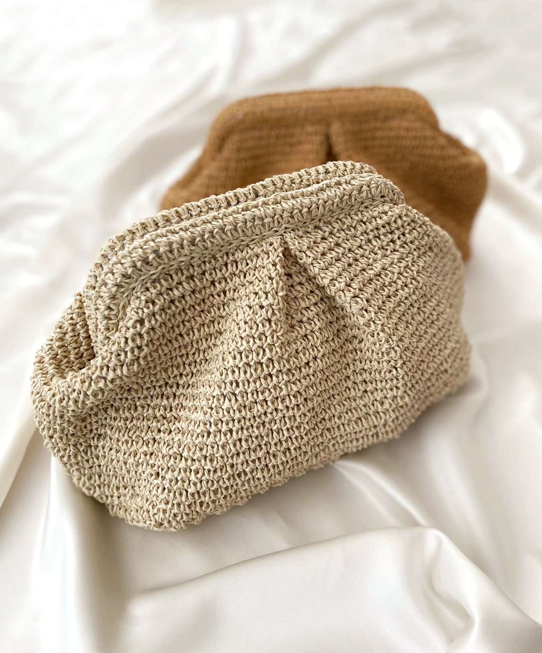 Straw Bag Clutch, Crochet Clutch Bag, Paper Bag Coach, Handknitted ...
