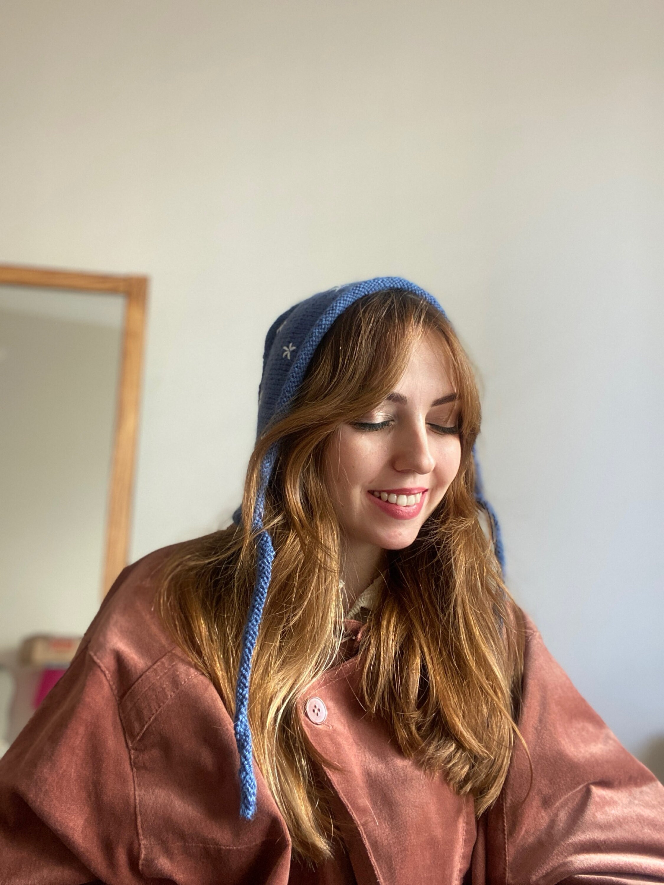 Handknit Bonnet, 2 Different Color Bonnet, Bohemian Floral Bonnet Hat ...