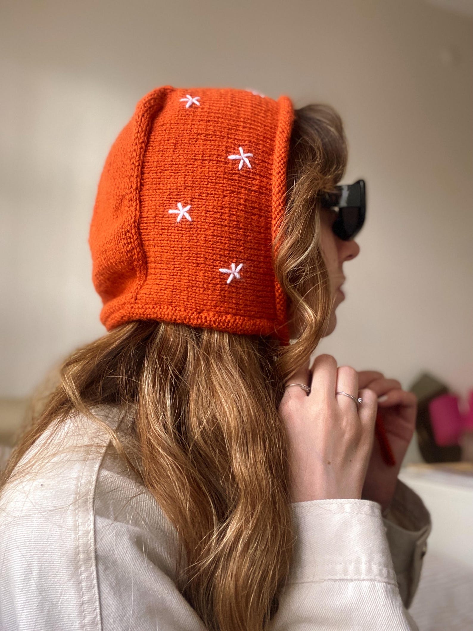 Handknit Bonnet, 6 Different Color Bonnet, Bohemian Floral Bonnet Hat ...