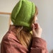 Handknit Bonnet, Green Bonnet, Knit Bonnet Hat, Handmade Winter Warm ...
