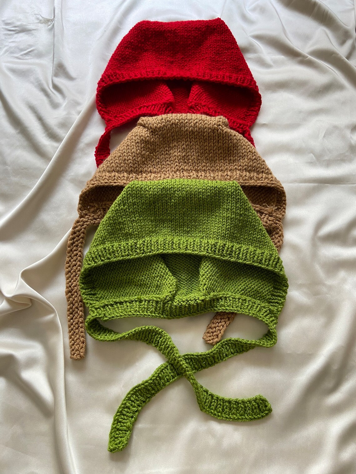 Handknit Bonnet, Green Bonnet, Bohemian Bonnet Hat, Handmade Winter ...
