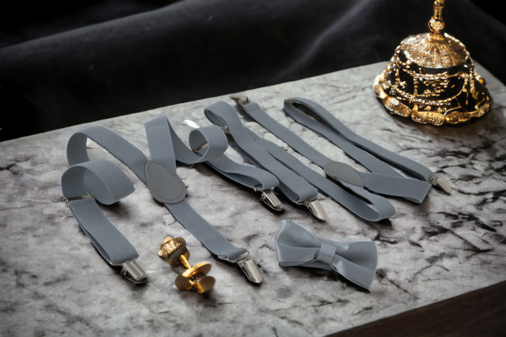 Adjustable Child and Adult Suspenders Kit, Silver Shelby Suspenders and ...