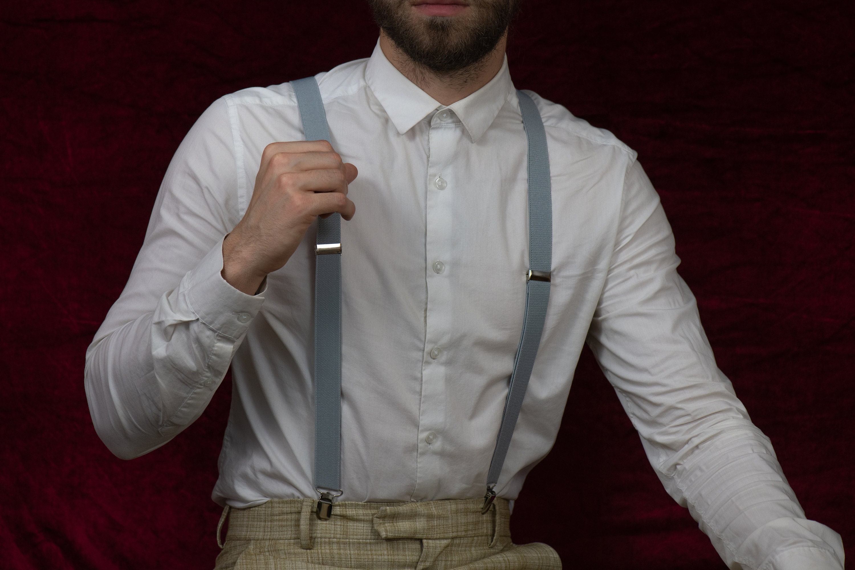 Adjustable Child and Adult Suspenders Kit, Silver Shelby Suspenders and ...