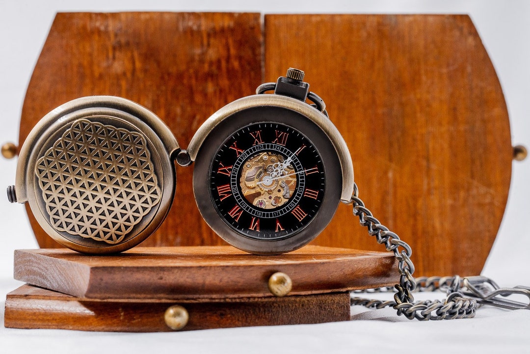 Personalized Gousset Watch, Pocket Watch, Fibonacci Brass Mechanical ...