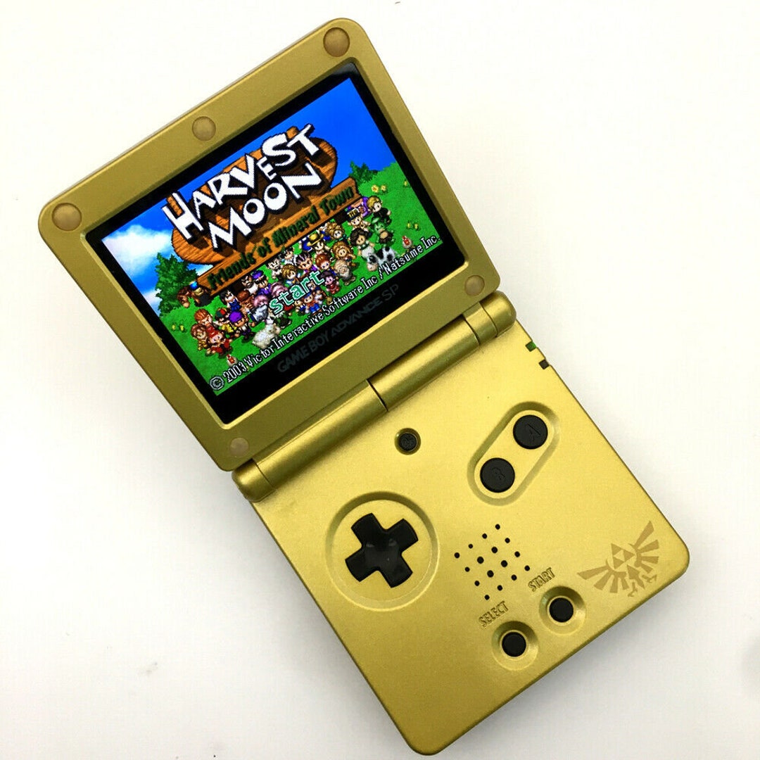 GBA SP Console Refurbished Gameboy Advance Zelda Gold Triforce Brighter ...