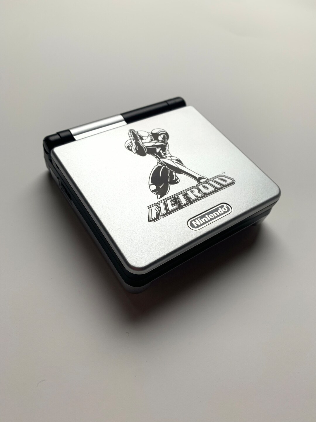 GBA SP Console Refurbished Gameboy Advance Metroid Silver Front-lit AGS ...