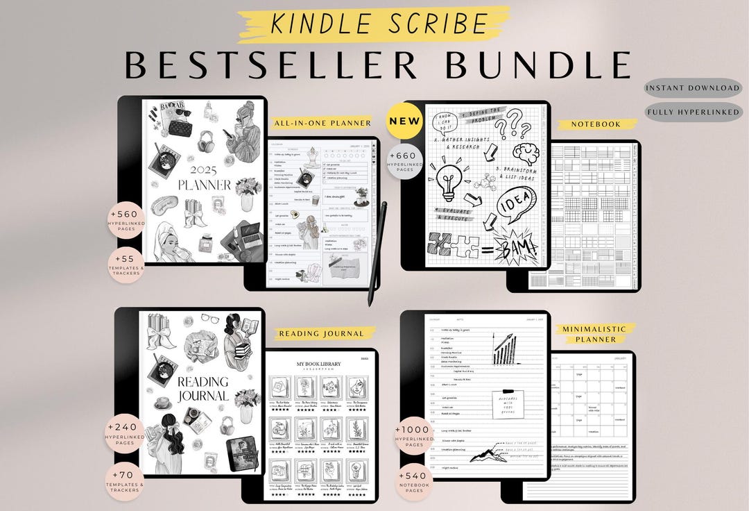 Kindle Scribe Bestseller Bundle, Kindle Scribe Planner 2025, Kindle ...