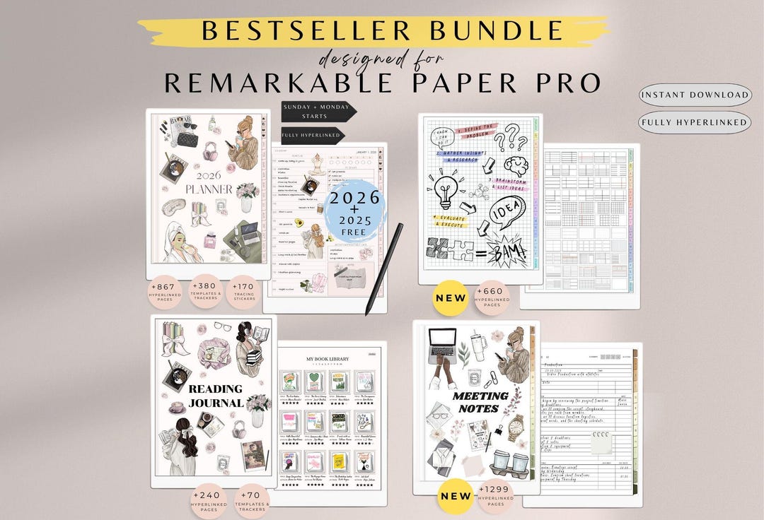 Remarkable Paper Pro Bestseller Bundle, Paper Pro Planner 2026 ...