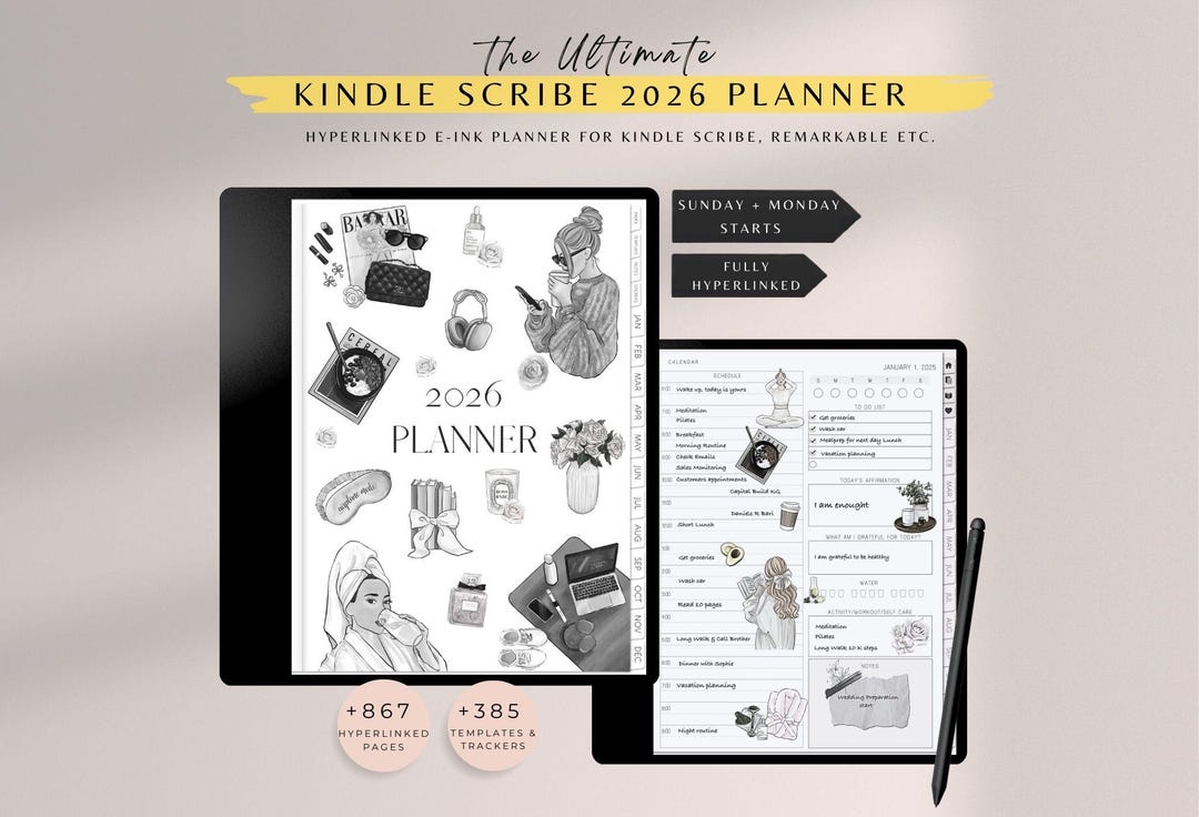 Kindle Scribe Planner, Kindle Scribe Templates, Daily Planner, Digital ...