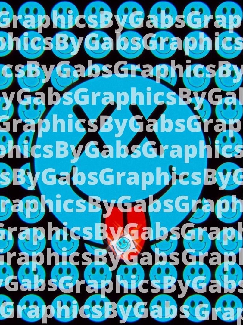 Blue Trippy Smiley Face Poster Download - Etsy