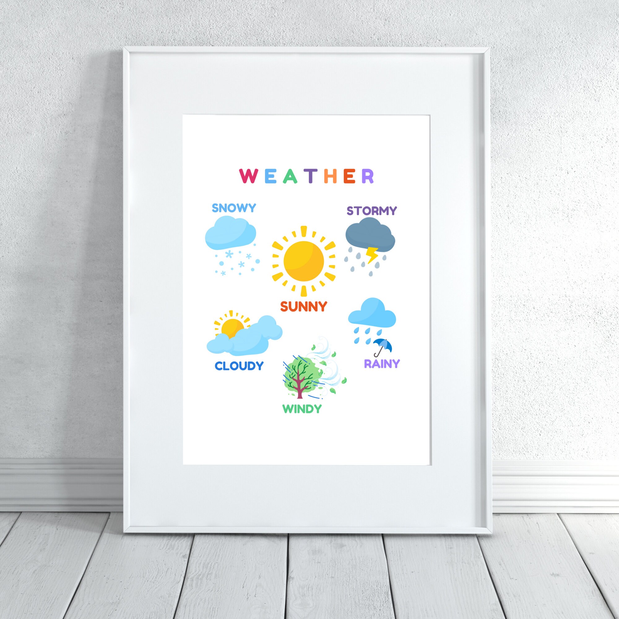 Educational Poster Homeschool Weather Chart montessori - Etsy