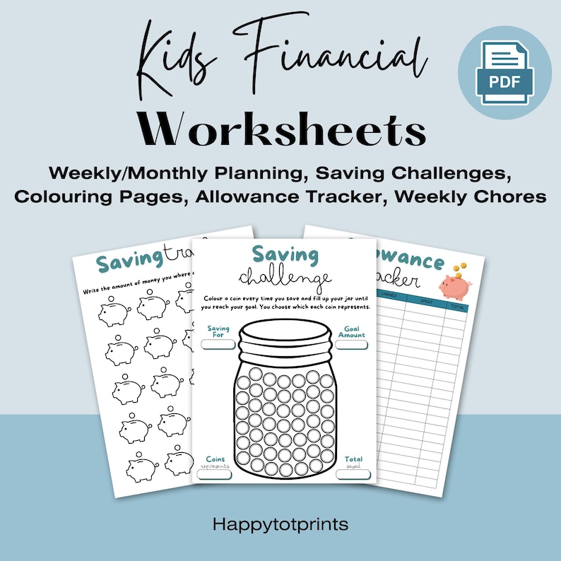 Financial Literacy Money Management Worksheets for Kids, Kids Savings ...