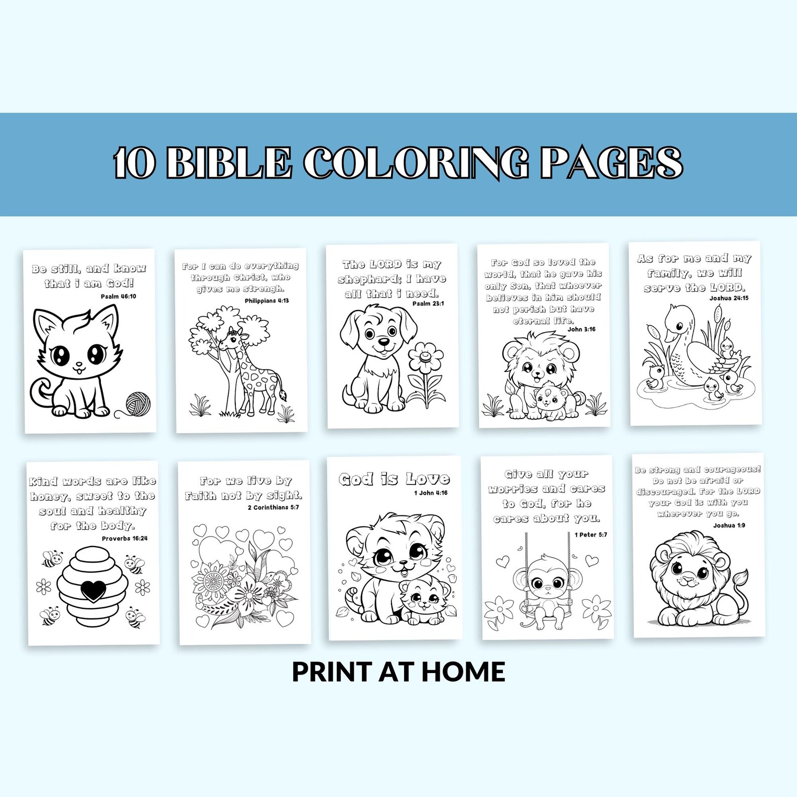 Bible Verse Coloring Pages, Homeschool Printable, Christian Coloring ...