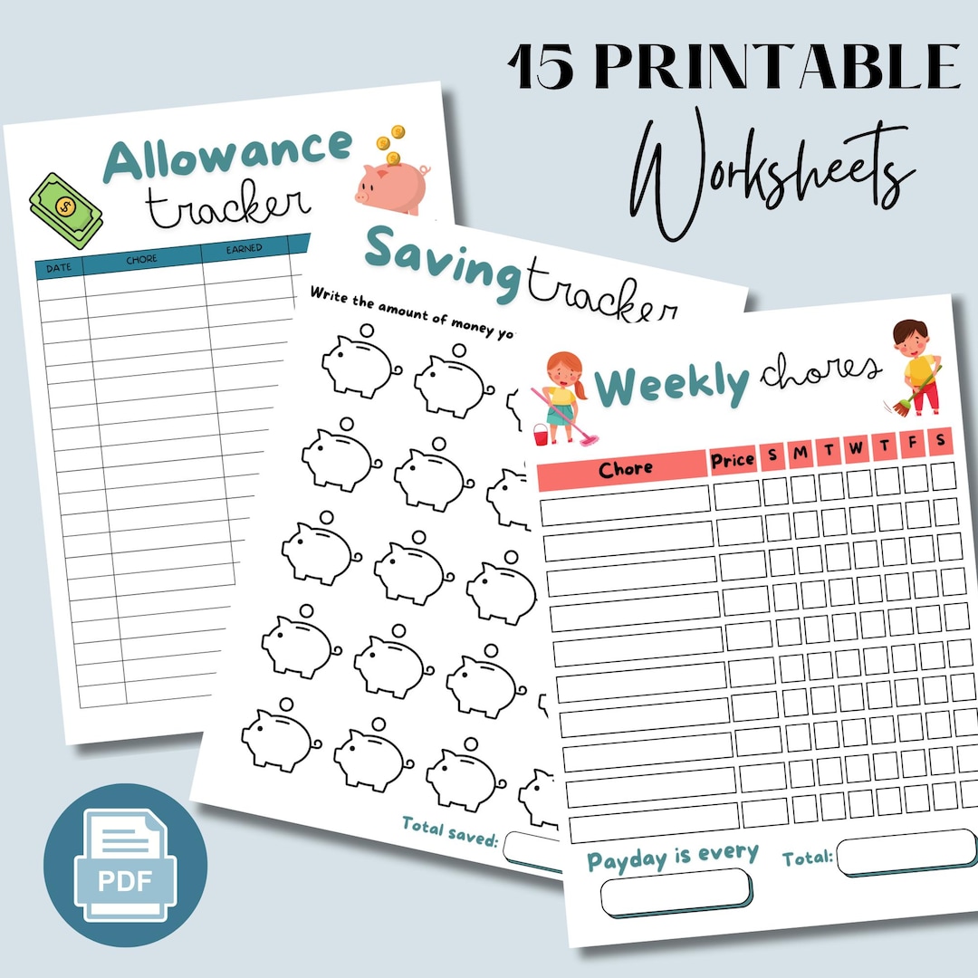Financial Literacy Money Management Worksheets for Kids, Kids Savings ...