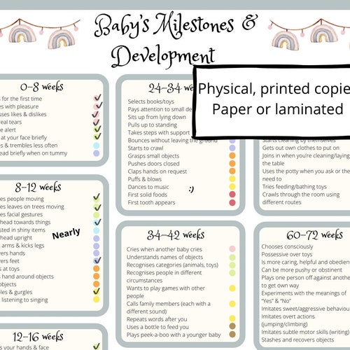 Baby Milestones and Development Chart digital Baby - Etsy