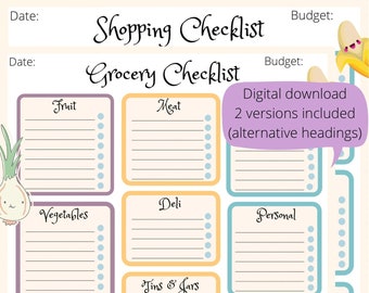 Grocery Shopping List Color-coded Grocery List Grocery Order - Etsy