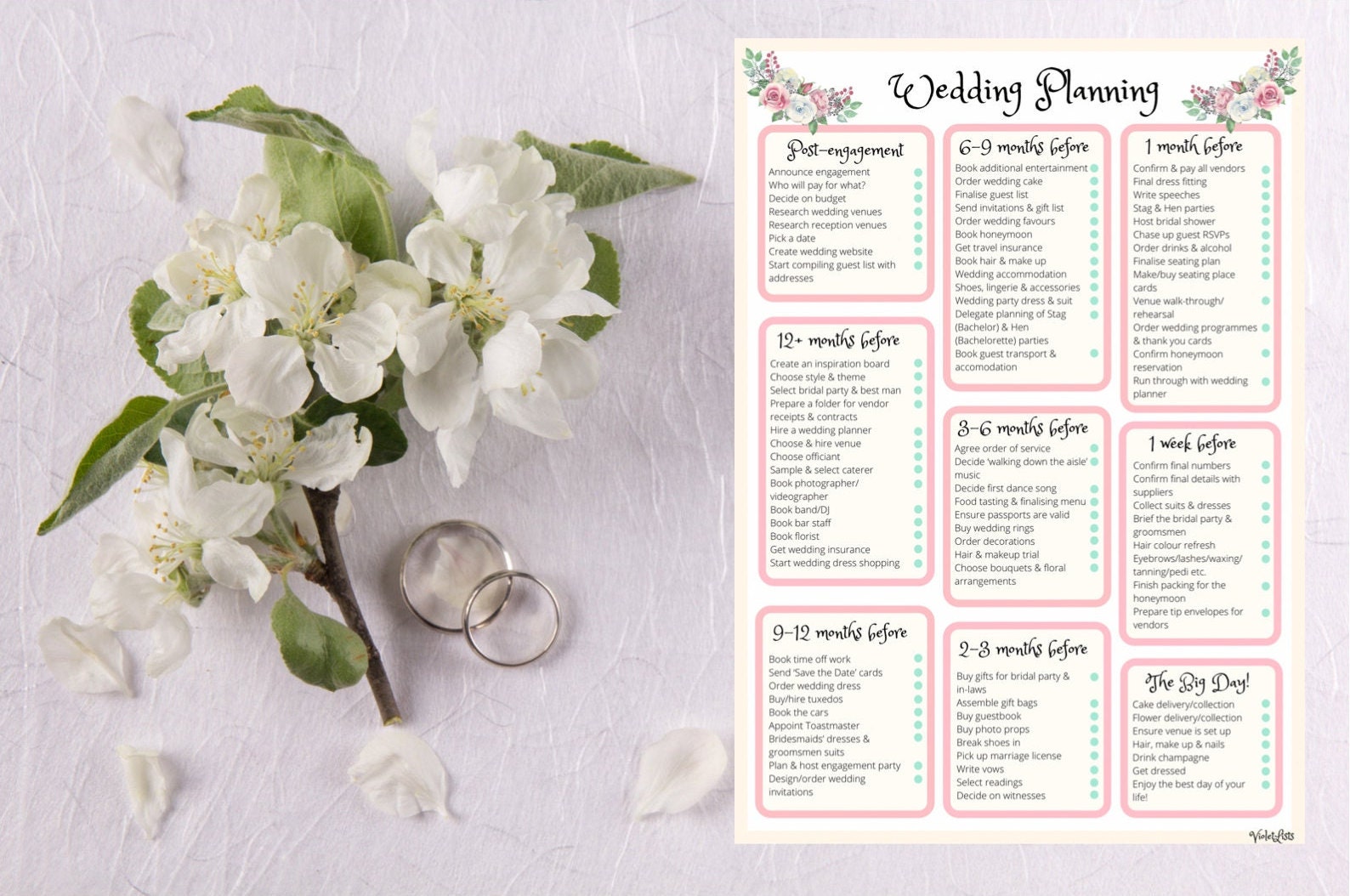 Wedding Planning Checklist (printed & Laminated) - Etsy