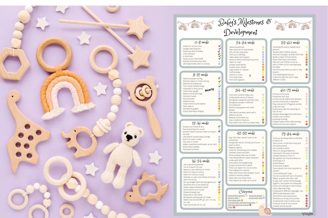 Baby Milestone and Development Chart, Printed, Laminated, Baby ...