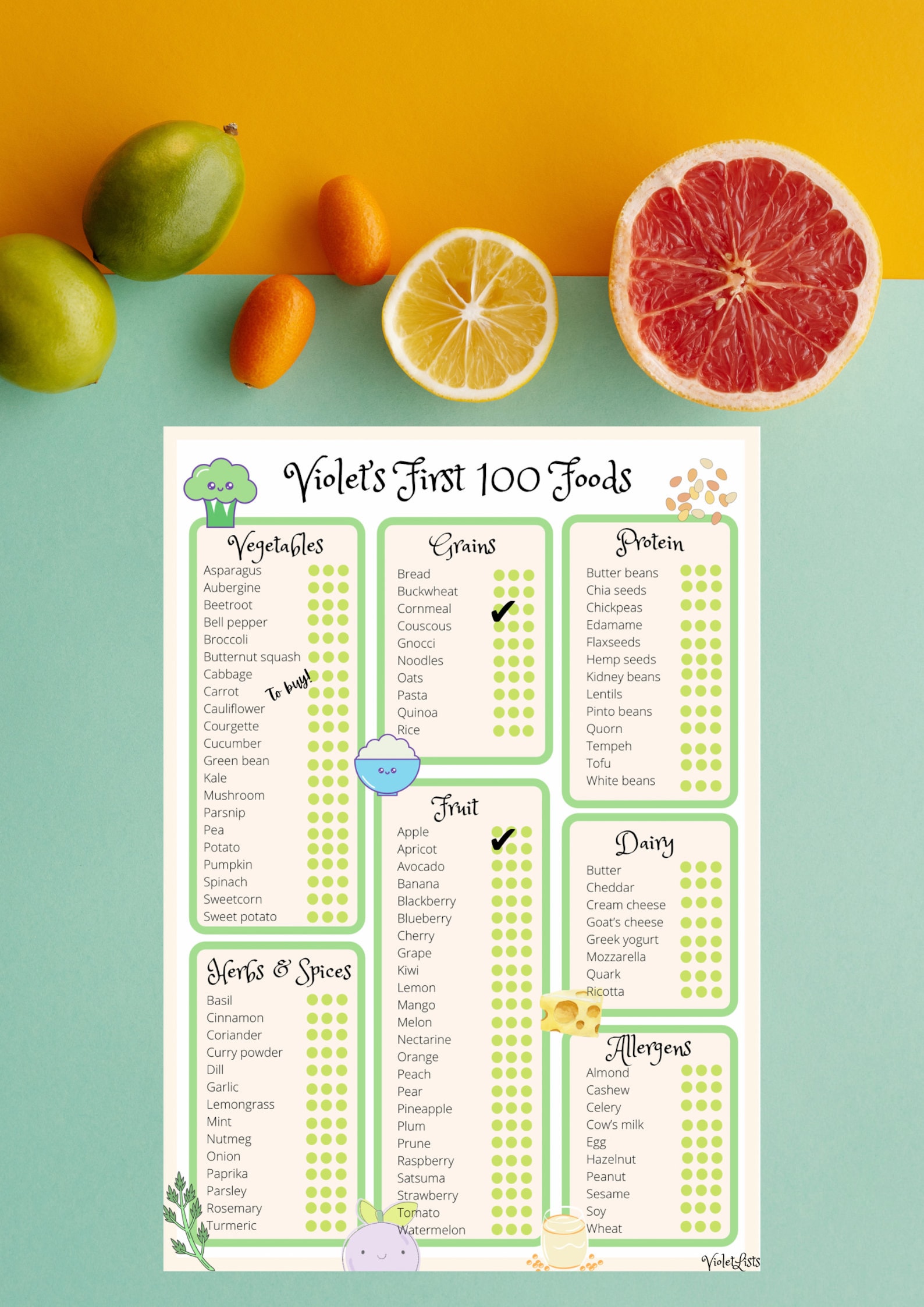 Baby’s First 100 Foods: the Ultimate Weaning Checklist, Omnivore ...