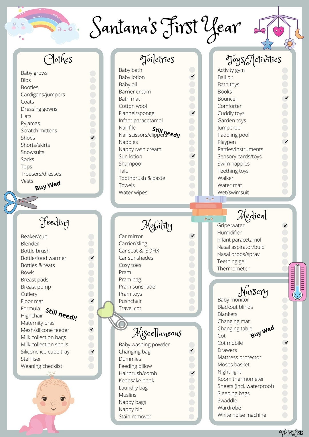 Personalised Baby Registry/ Baby’s First Year Shopping List (digital ...