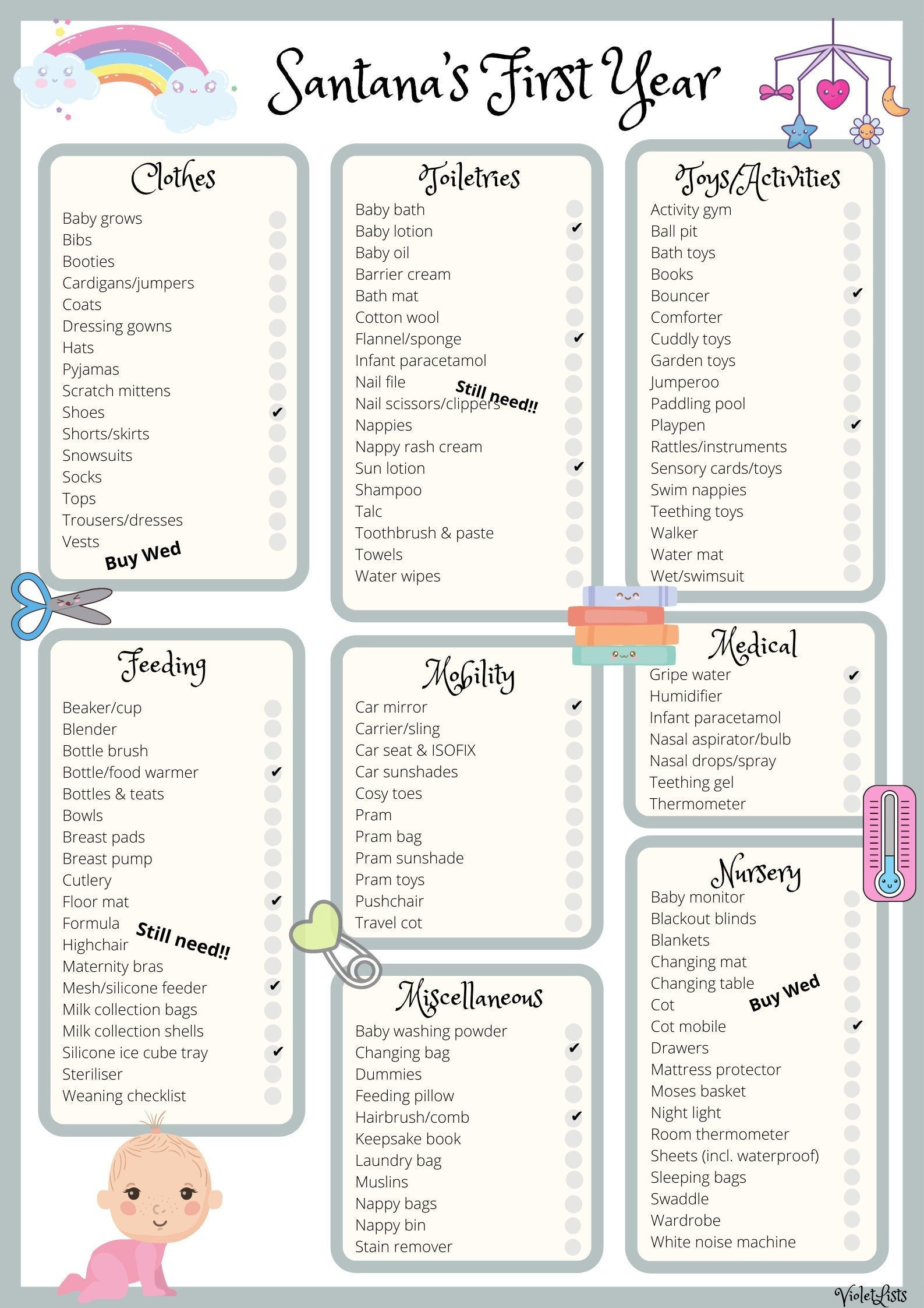 Personalised Baby Registry/ Baby’s First Year Shopping List (digital ...