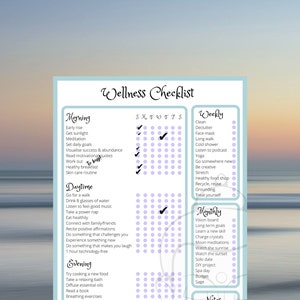 Wellness Checklist (digital), Self-care List, Daily Wellness, Holistic ...