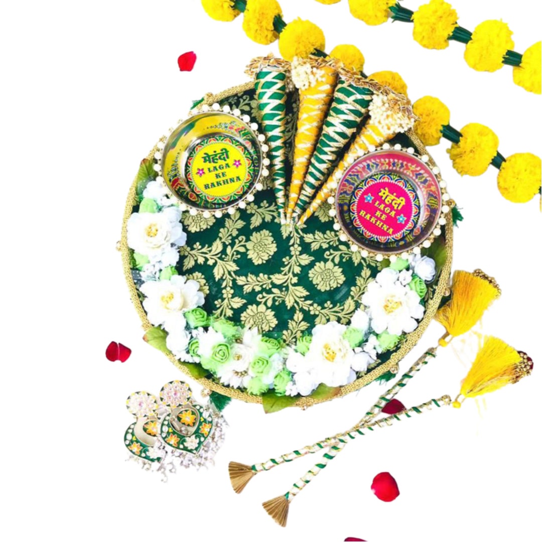 Mehndi Thali Decor Pithi Mehendi Platter mehendi - Etsy