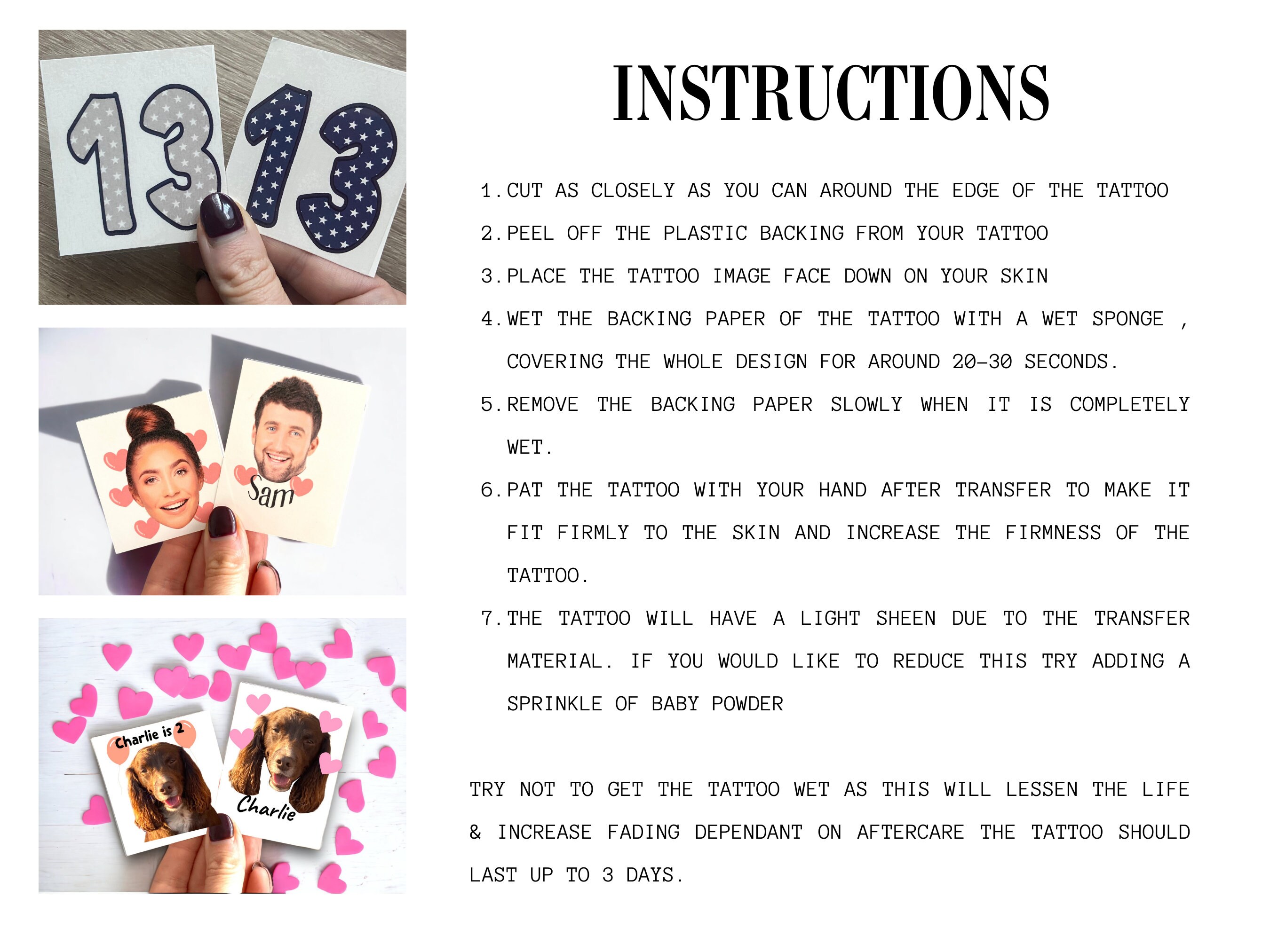 Custom Temporary Tattoo Dog, Custom Face Tattoo, Birthday Tattoo ...