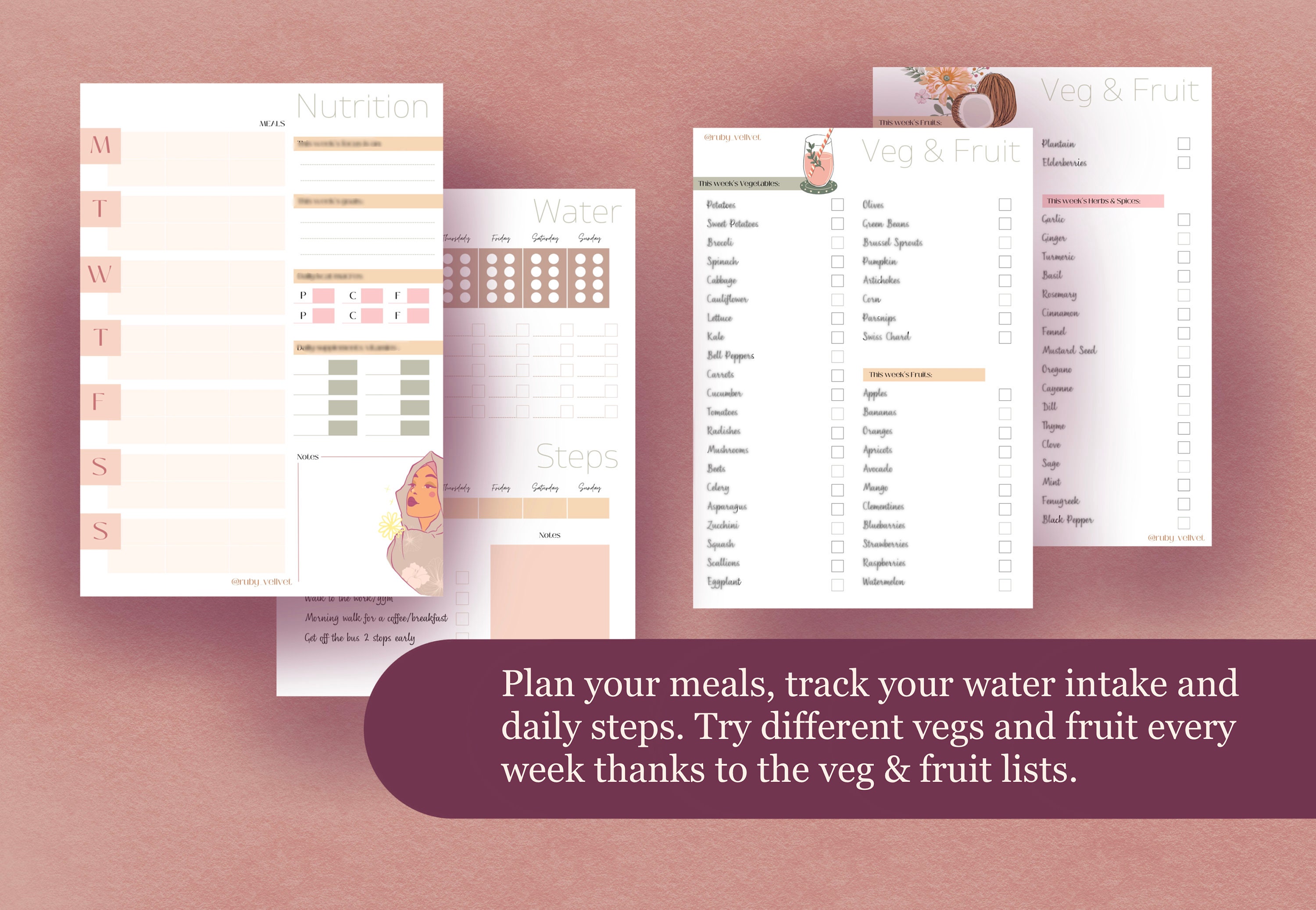 Goal Planner & Wellness Journal, Fitness Planner, Health, PDF, Digital ...