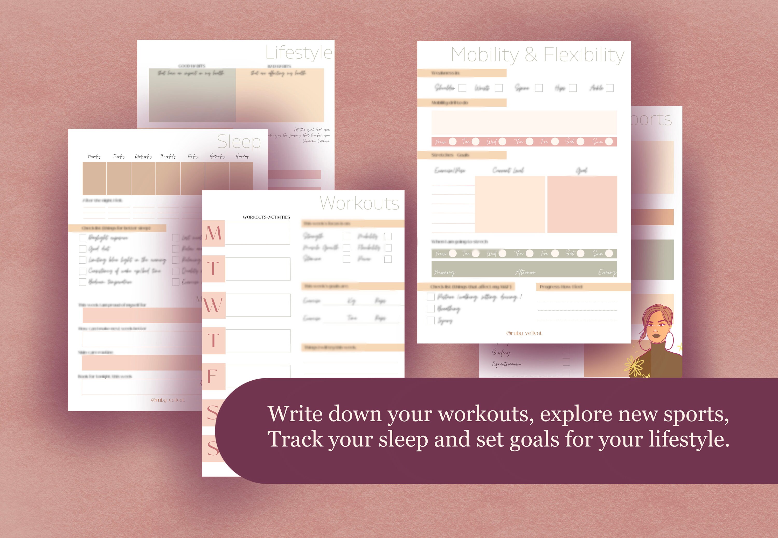 Goal Planner & Wellness Journal, Fitness Planner, Health, PDF, Digital ...