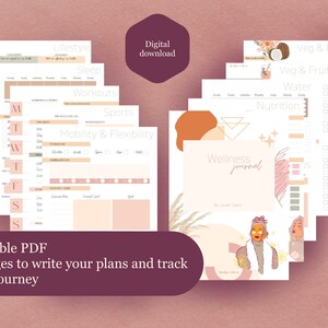 Goal Planner & Wellness Journal, Fitness Planner, Health, PDF, Digital ...