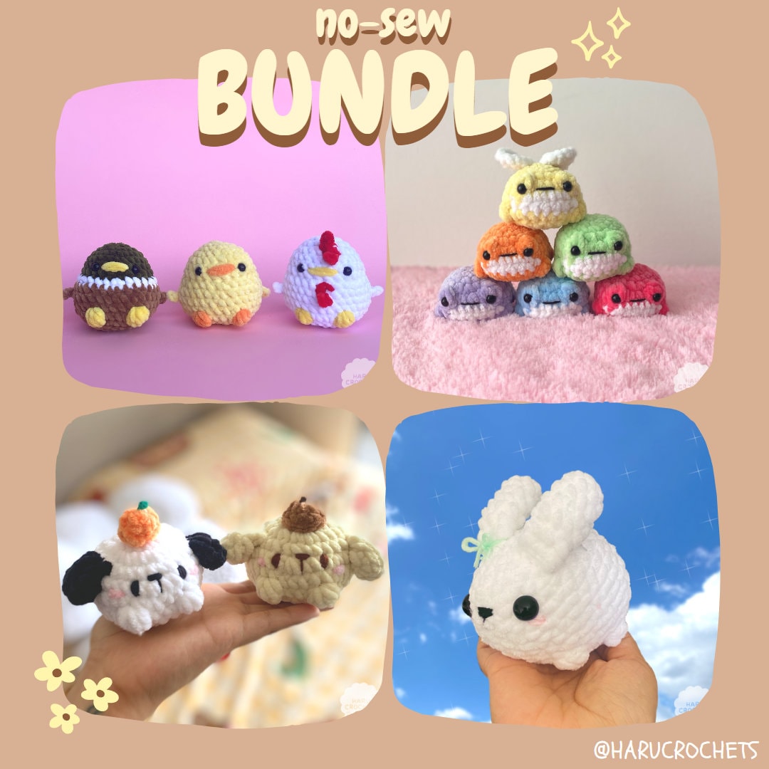 No-sew Crochet Patterns Bundle PDF (bird, Frog, Puppy and Bunny) - Etsy