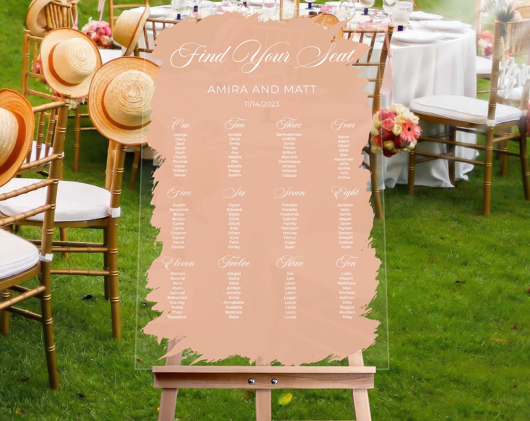 Seating Chart, Find Your Seat Sign, Acrylic Custom Seating Chart ...