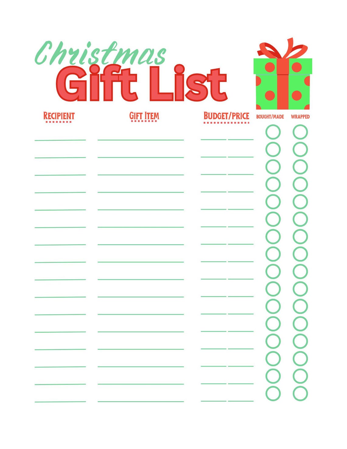 Christmas Gift List - Etsy