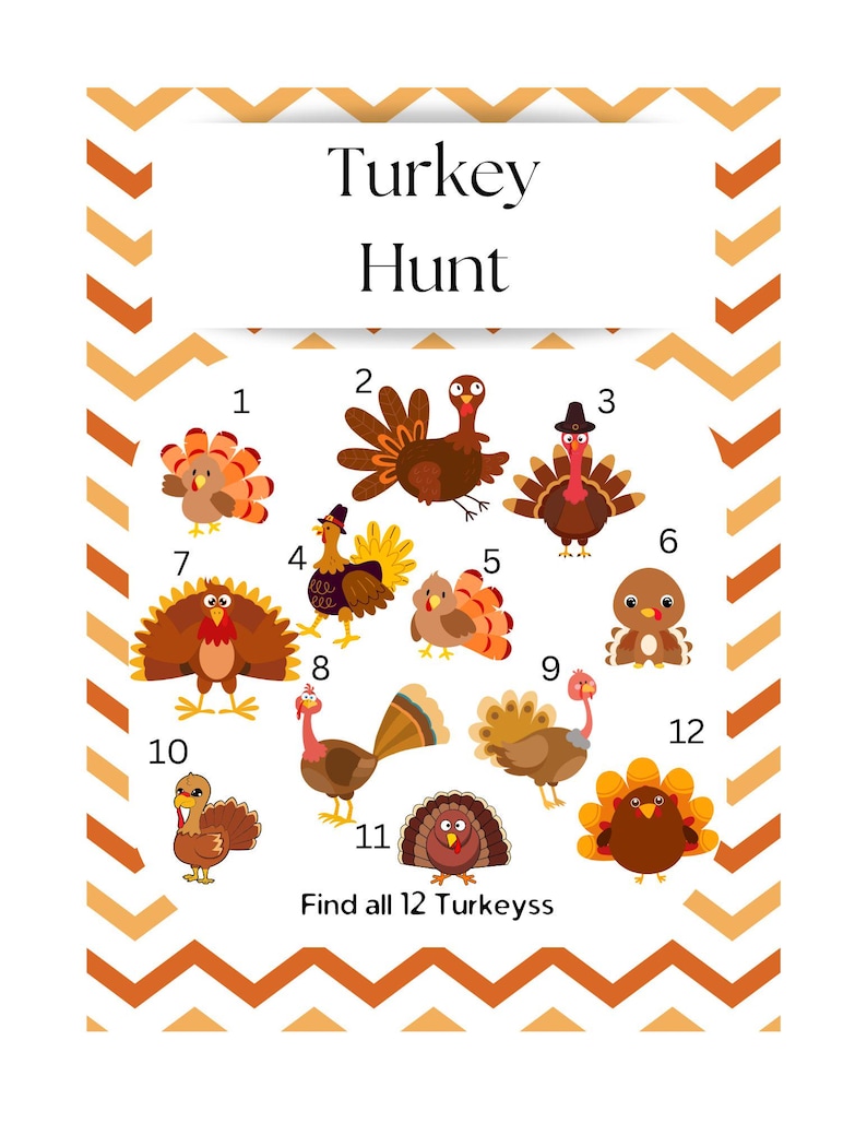 Thanksgiving Turkey Hunt Game: Printable Visual Clues (digital Download ...