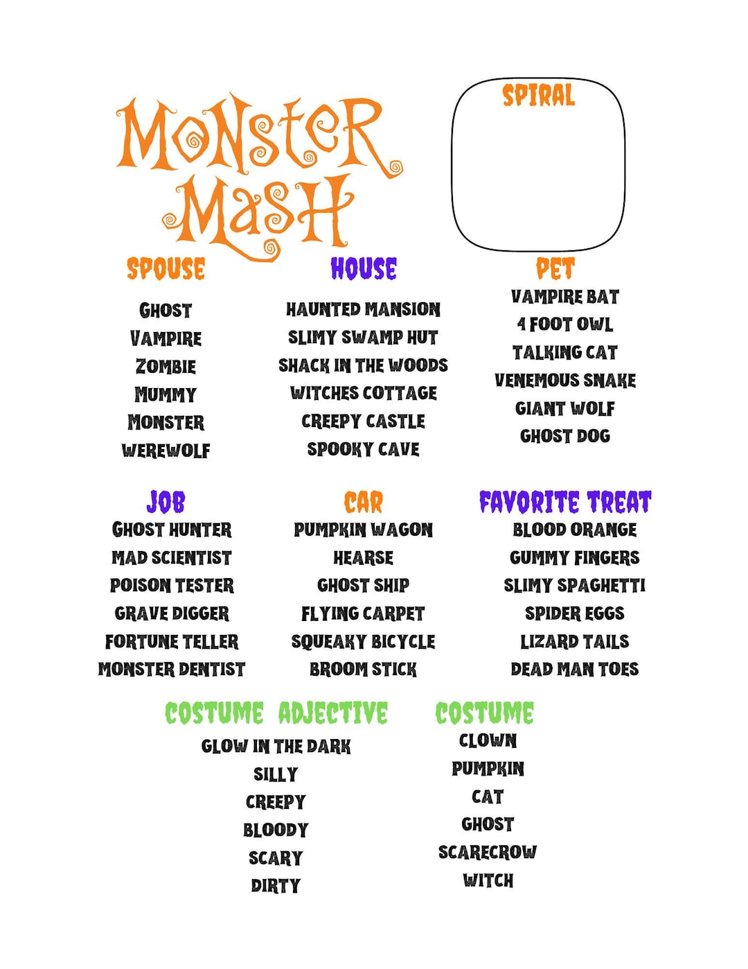 Monster Mash Halloween Game - Etsy