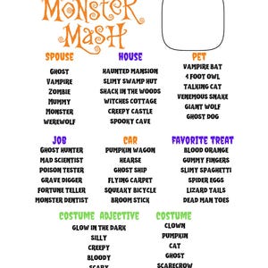Monster Mash Halloween Game - Etsy